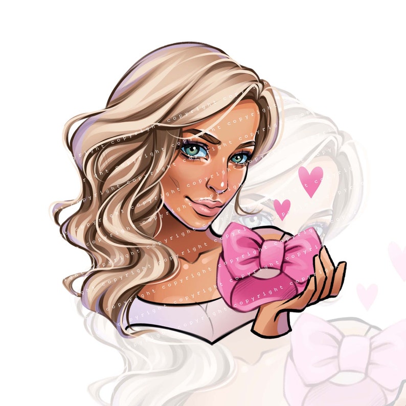 Love, Kiss, Blonde Girl, Sticker, Clipart - Etsy