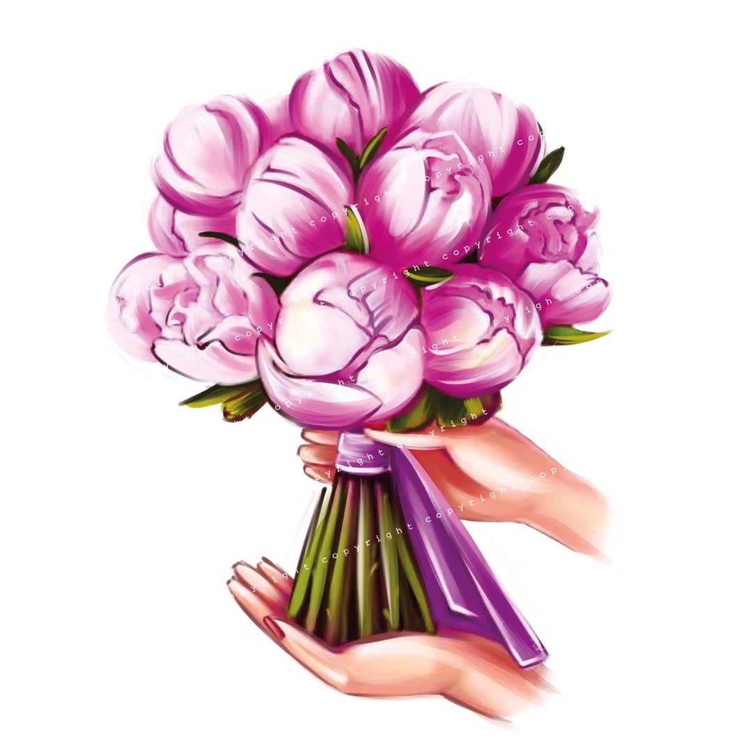 Flower, Flowers, Peony, Hands, Sticker, Clipart - Etsy