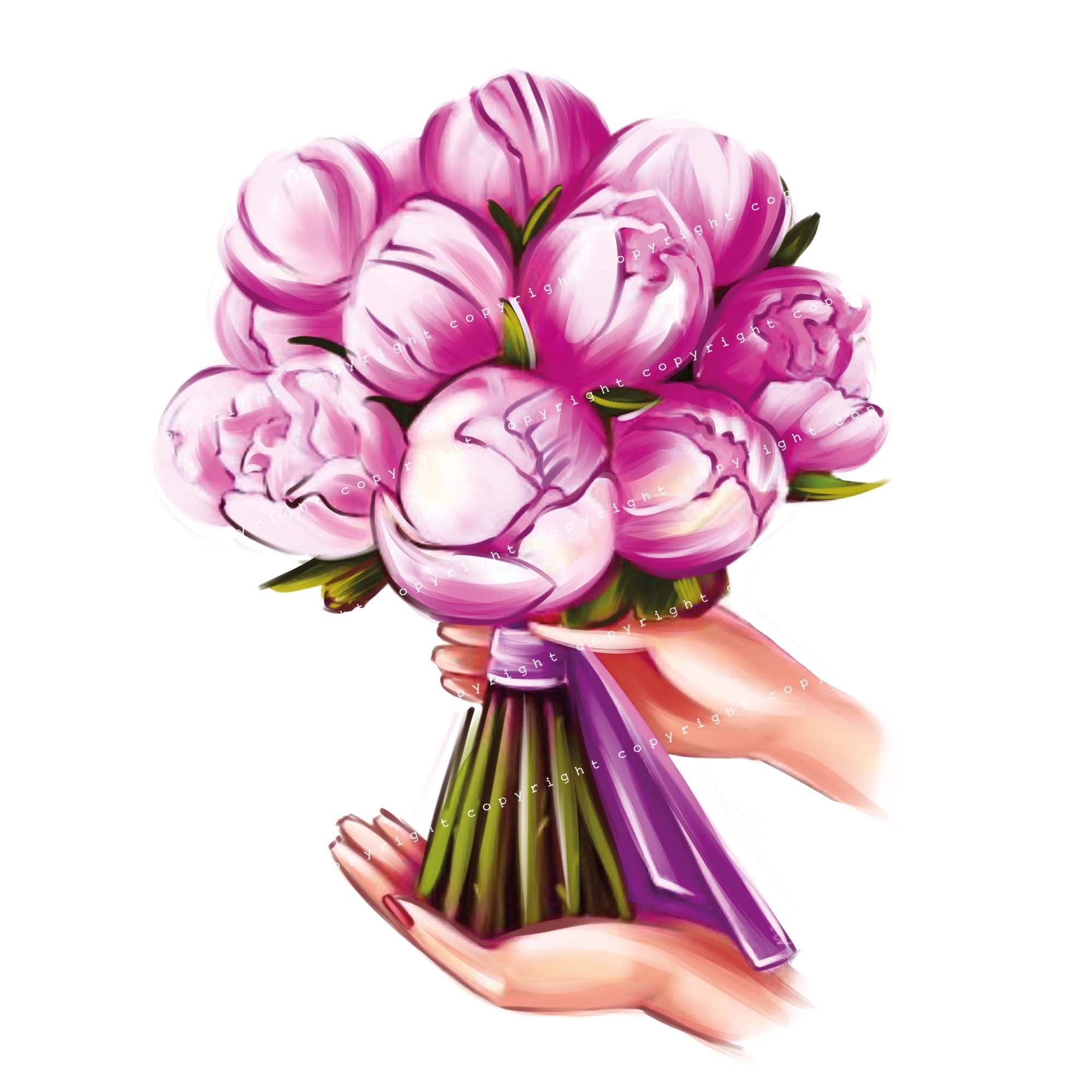 Flower, Flowers, Peony, Hands, Sticker, Clipart - Etsy