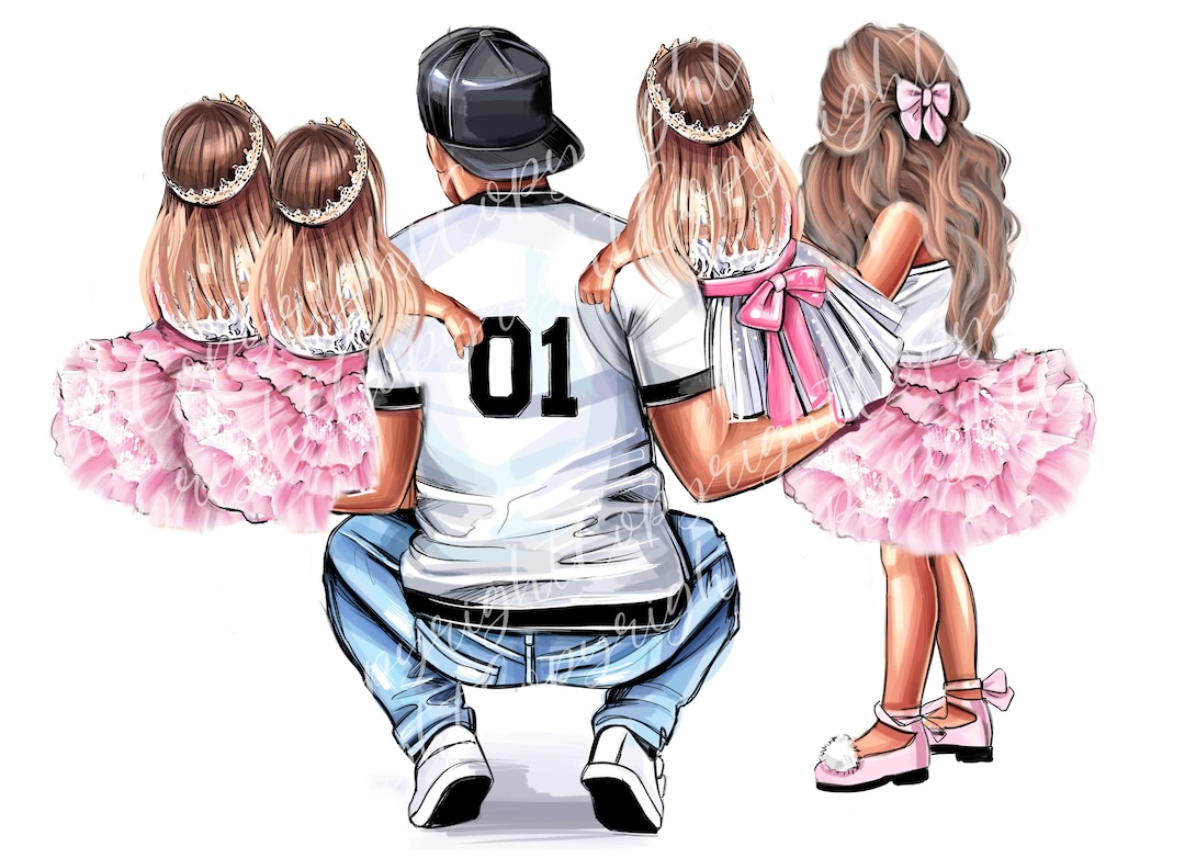 Dad And Daughters Clipart Dad Daughter Clipart Sticker Dad Day