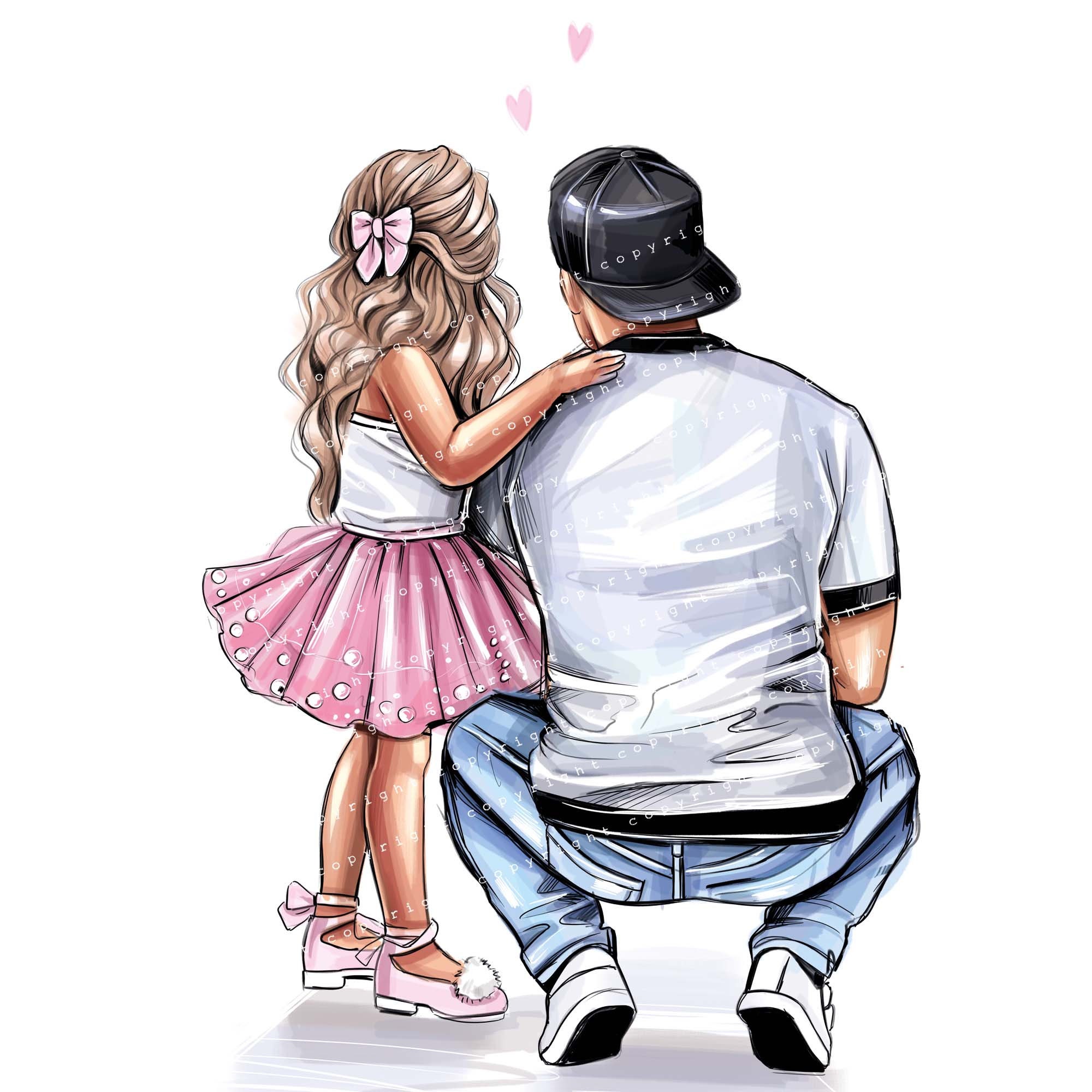 Dad And Daughter Clipart Dad Daughter Clipart Sticker Dad Etsy Canada