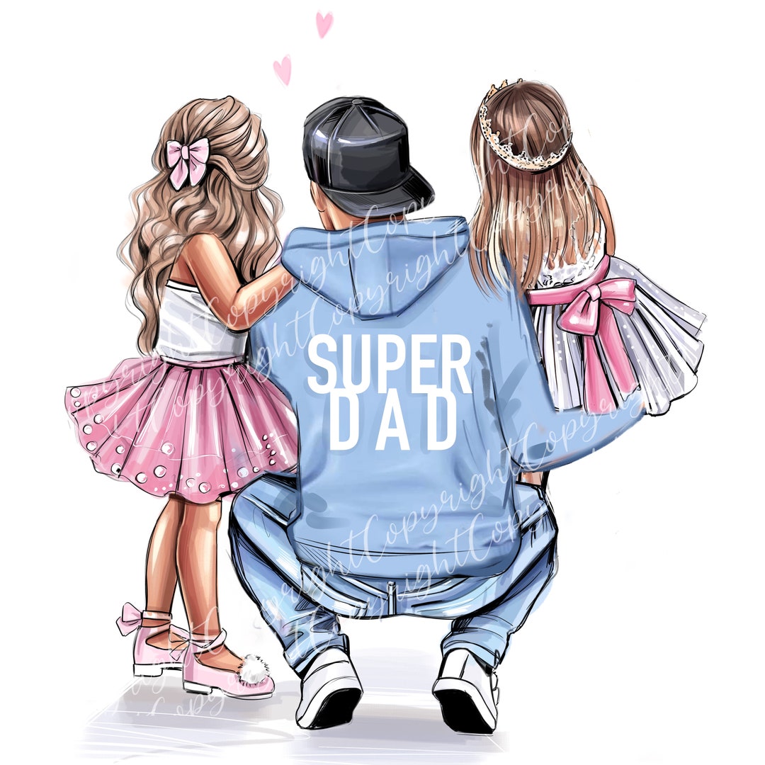 Dad and Daughters Clipart, Dad, Daughter, Clipart, Sticker, Dad Day ...