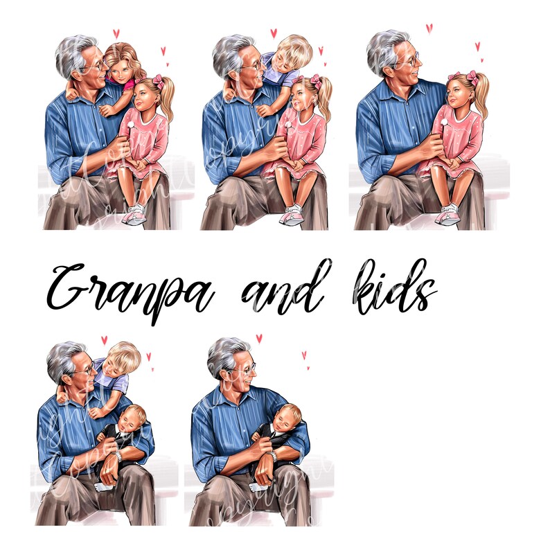 Grandpa Grandfather Day, Kids, Baby, Girl, Clipart, Sticker - Etsy
