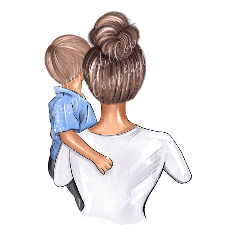 Mom And Son Clipart Mom Mother Son Sticker Day Mom Etsy