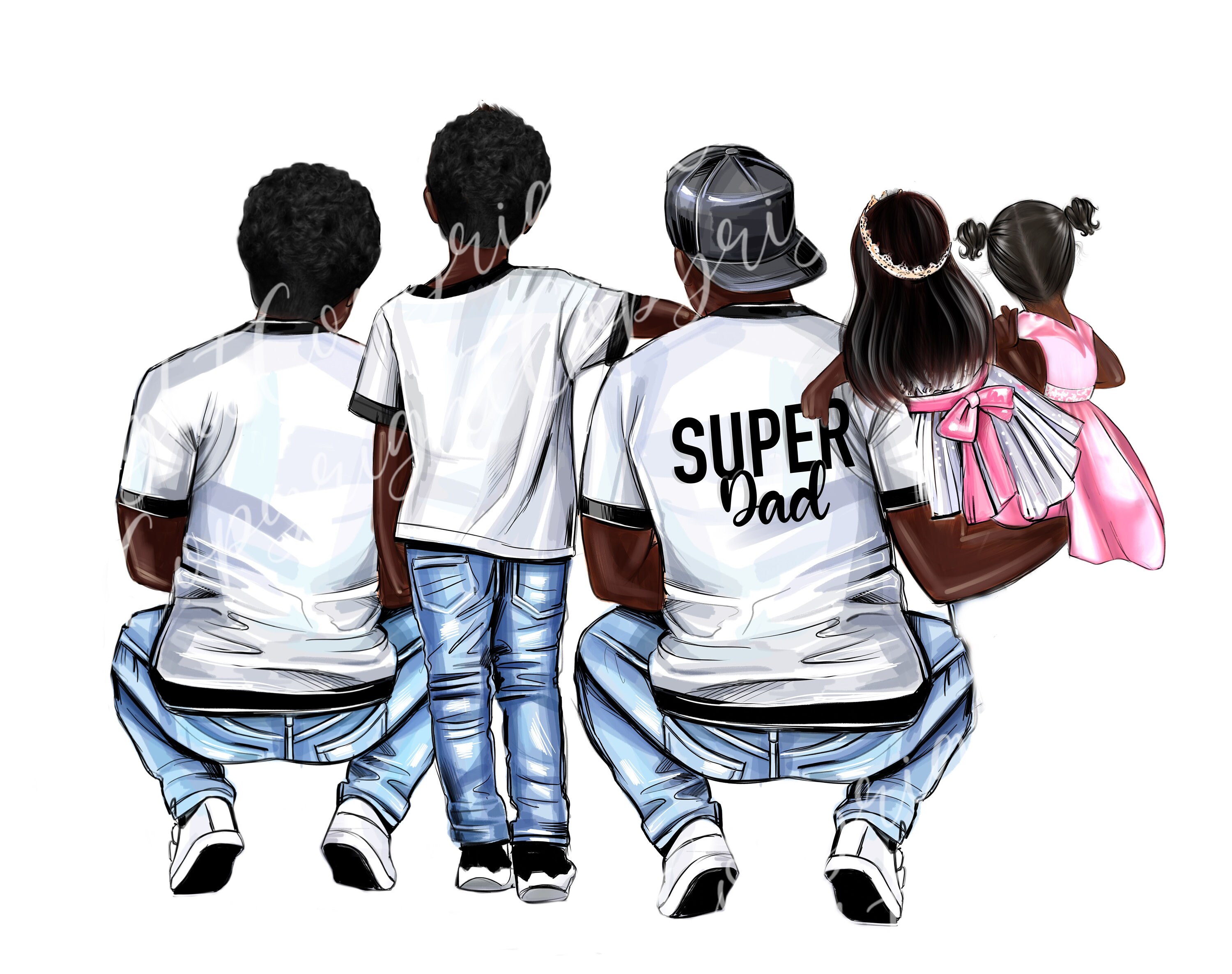 Dad And Daughters And Sons Clipart Dad Daughter Clipart Sticker