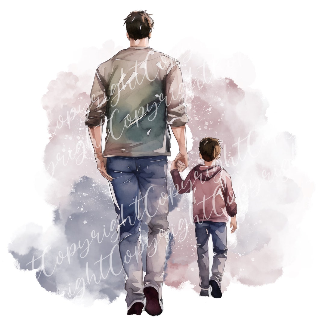 Dad and Son Clipart Png, Dad, Son, Boy, Kid, Clipart, Sticker, Dad Day ...