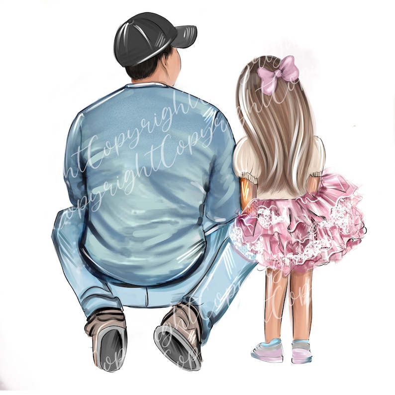 Dad And Daughter Clipart Dad Daughter Clipart Sticker Dad Etsy