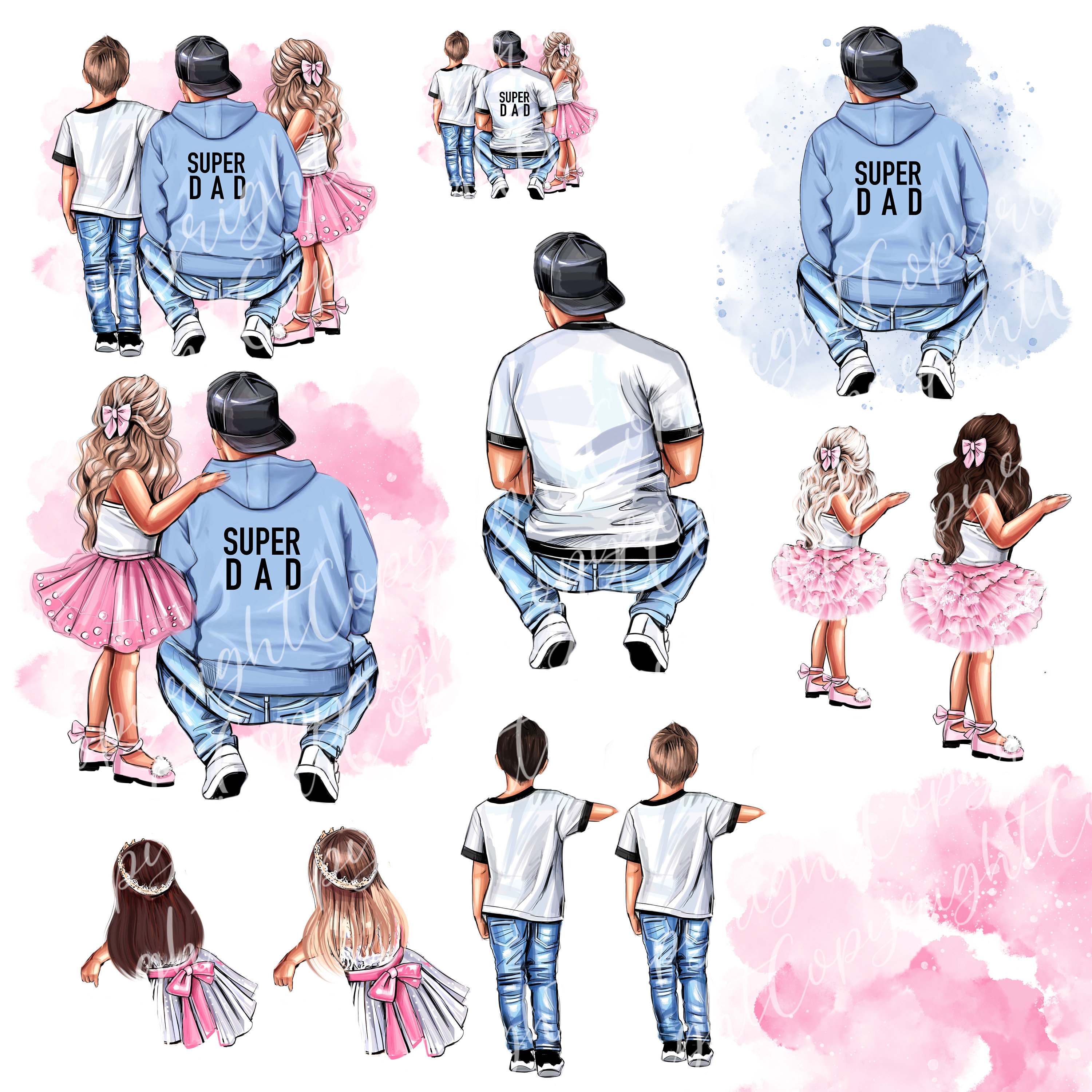 Father's Day Clipart, Father Daughter Clipart, Family Clipart, Best Dad ...