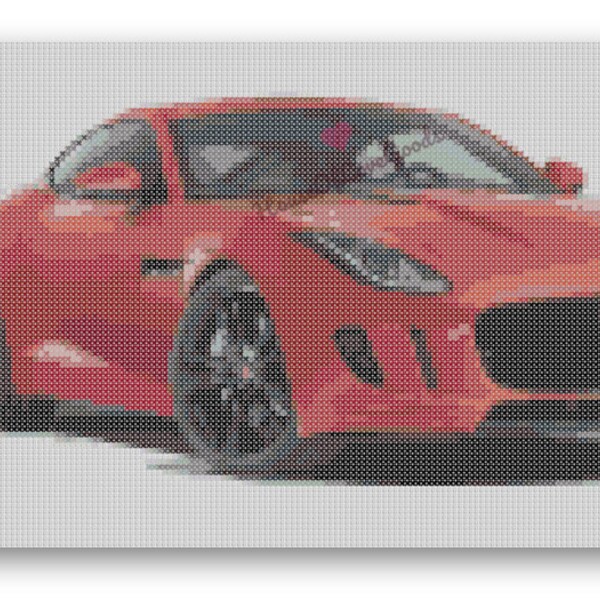 Sports Car Cross Stitch Pattern, Mustang Shelby GT500 Cross Stitch ...