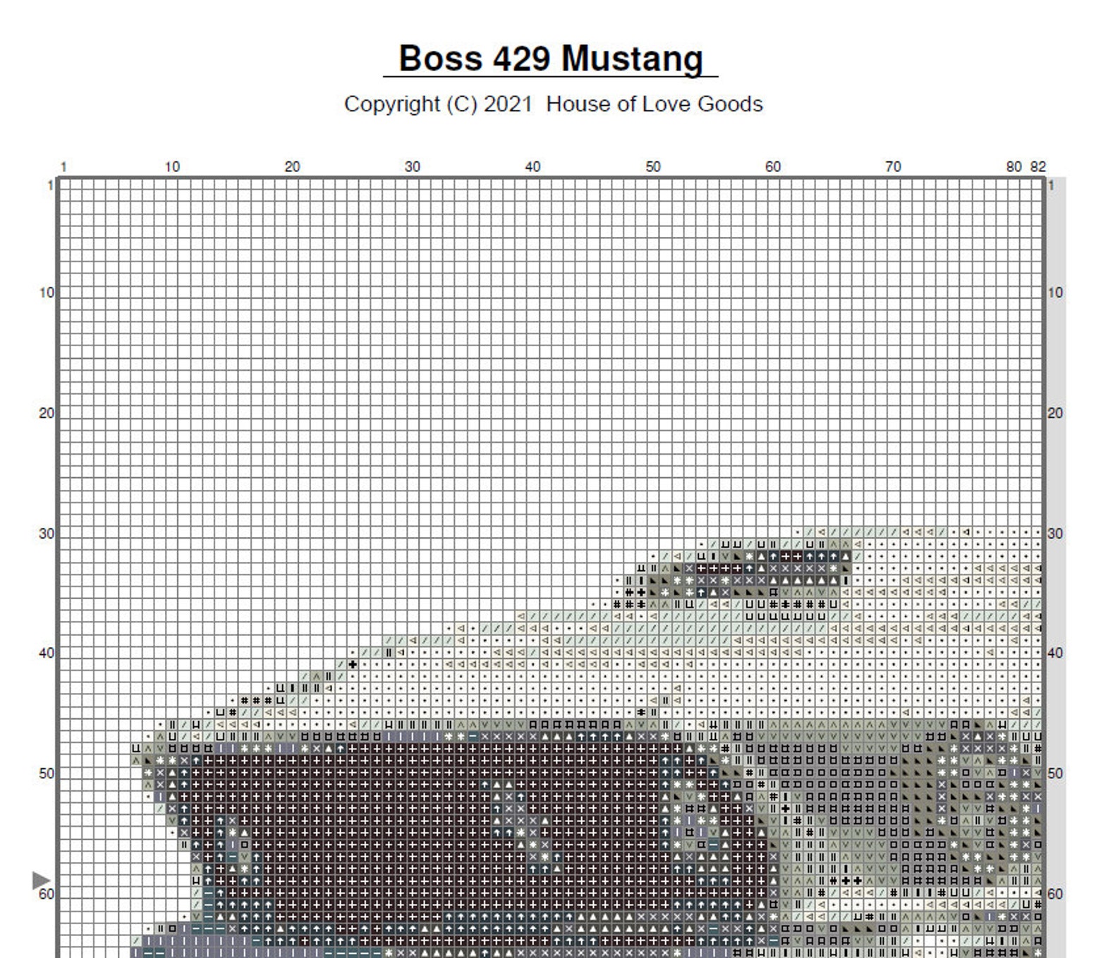 Sports Car Cross Stitch Pattern, Boss 429 Mustang Cross Stitch Pattern ...