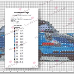 Sports Car Cross Stitch Pattern, Porsche Cross Stitch Pattern, Vintage ...