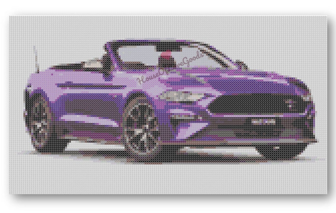 Sports Car Cross Stitch Pattern, Mustang Convertible Cross Stitch ...