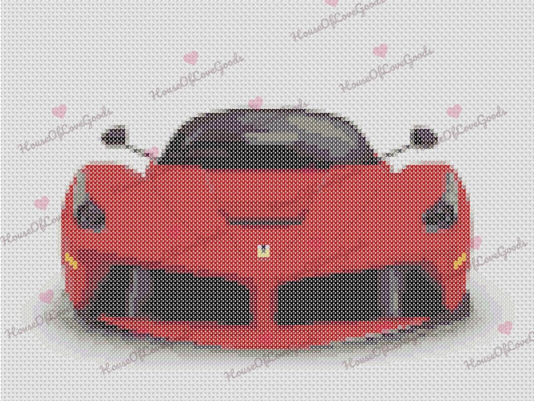 Supercar Cross Stitch Pattern, Sports Car Cross Stitch Pattern, Ferrari ...