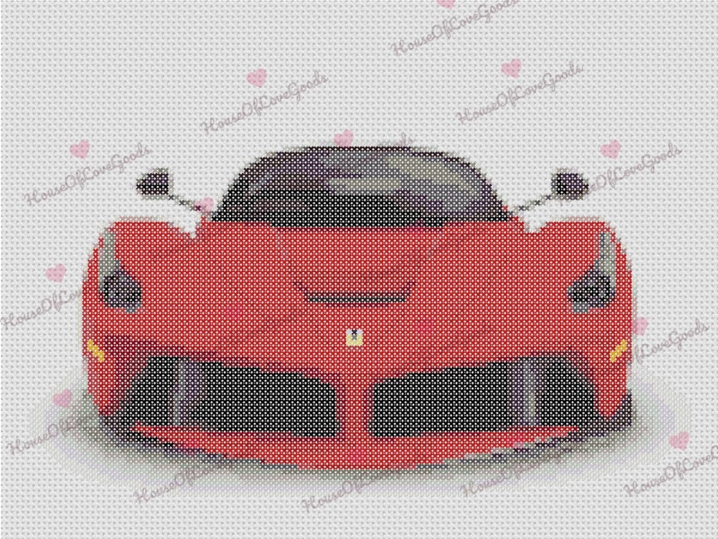 Supercar Cross Stitch Pattern, Sports Car Cross Stitch Pattern, Ferrari ...