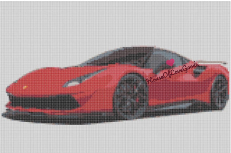 Ferrari 488 Cross Stitch Pattern Sports Car Cross Stitch | Etsy