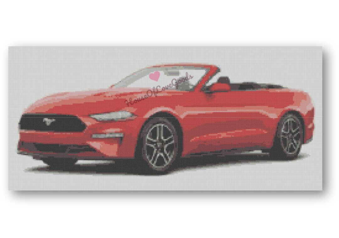 Sports Car Cross Stitch Pattern, Mustang Convertible Cross Stitch ...