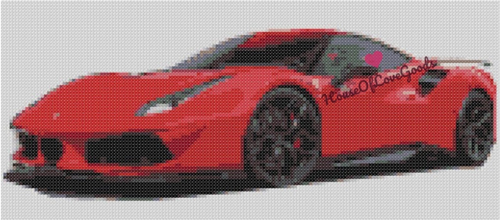 Ferrari 488 Cross Stitch Pattern, Sports Car Cross Stitch Pattern ...