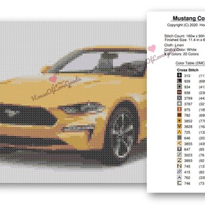 Sports Car Cross Stitch Pattern, Mustang Convertible Cross Stitch ...