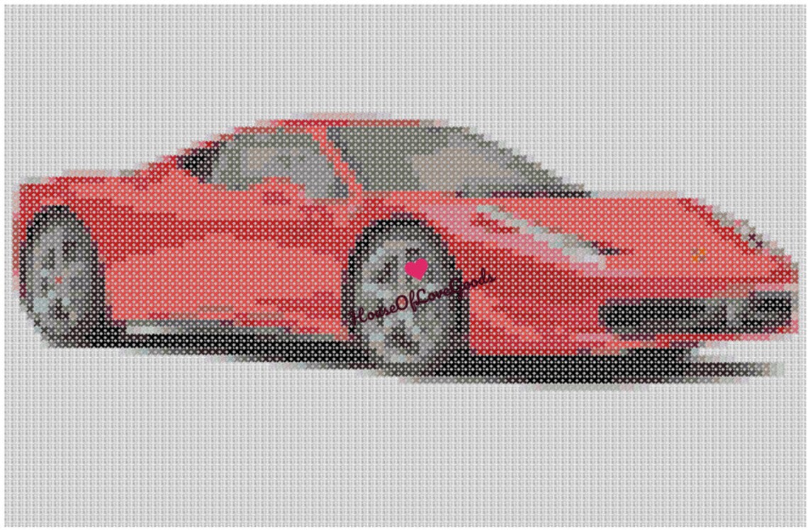 Supercar Cross Stitch Pattern, Sports Car Cross Stitch Pattern, Ferrari ...