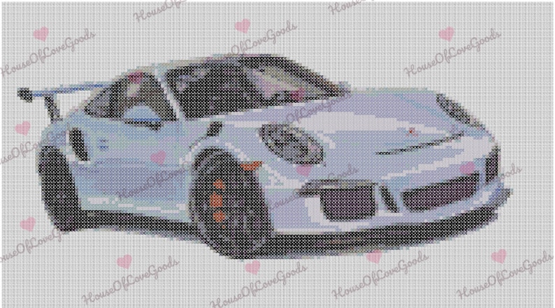 Supercar Cross Stitch Pattern, Sports Car Cross Stitch Pattern, Porsche ...