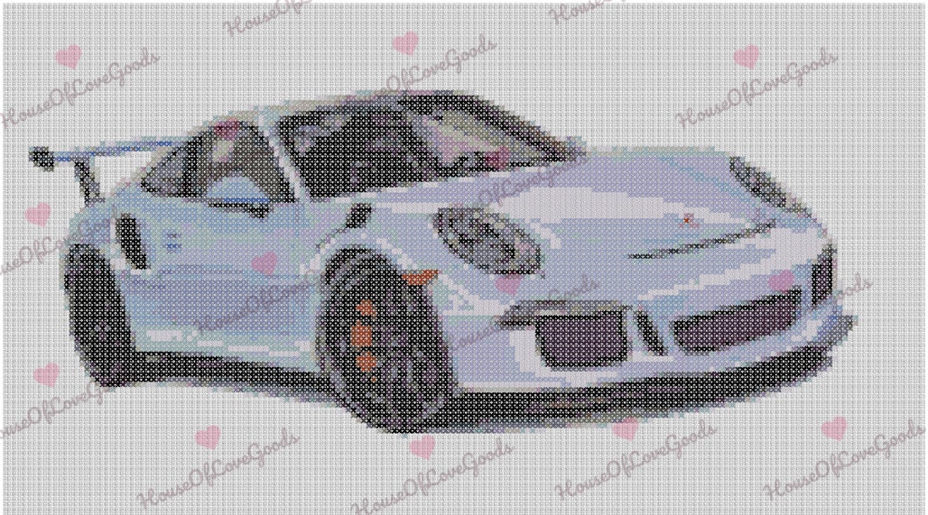 Supercar Cross Stitch Pattern, Sports Car Cross Stitch Pattern, Porsche ...
