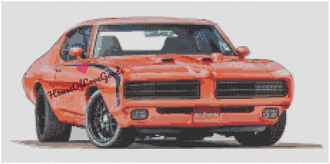 1969 Pontiac GTO Car Cross Stitch Pattern, Vintage Car Cross Stitch ...