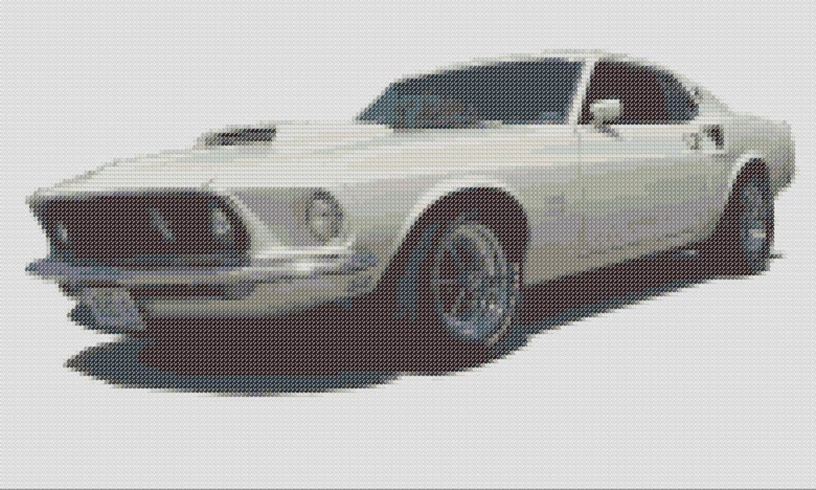 Sports Car Cross Stitch Pattern, Boss 429 Mustang Cross Stitch Pattern ...