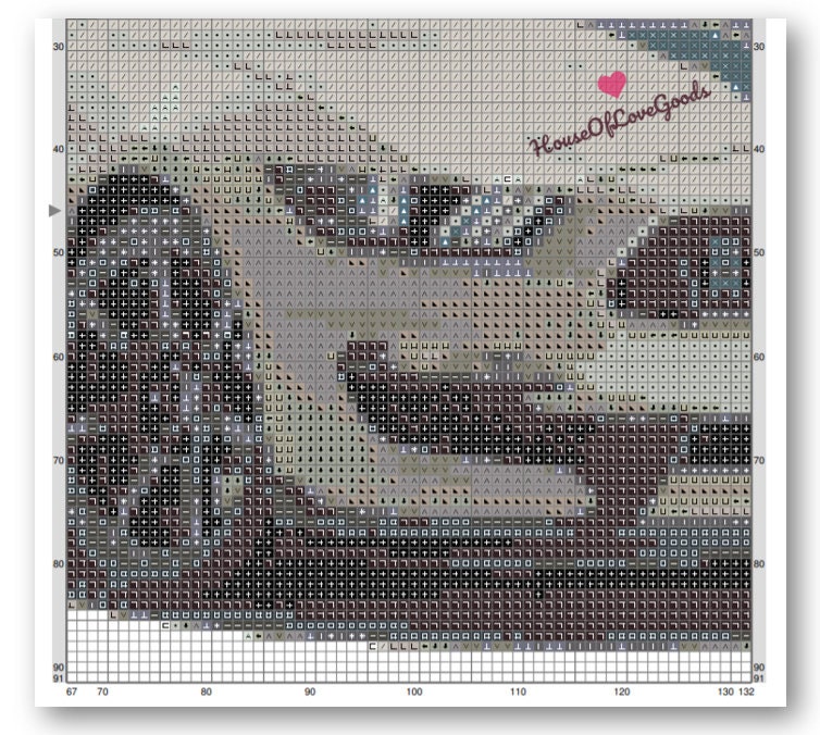 Sports Car Cross Stitch Pattern, Mustang Shelby GT350 Heritage Edition ...