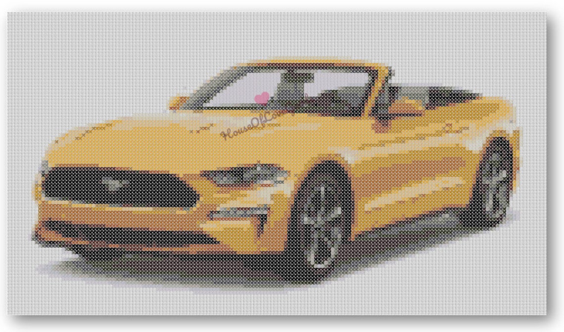 Sports Car Cross Stitch Pattern, Mustang Convertible Cross Stitch ...