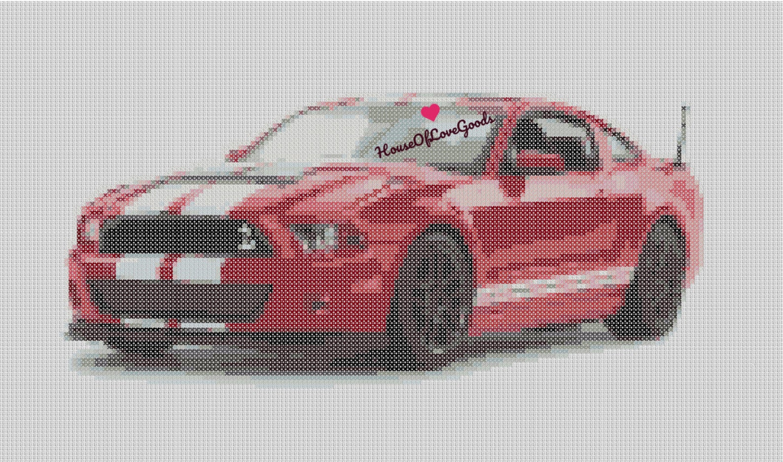 Sports Car Cross Stitch Pattern, Mustang Shelby GT500 Cross Stitch ...