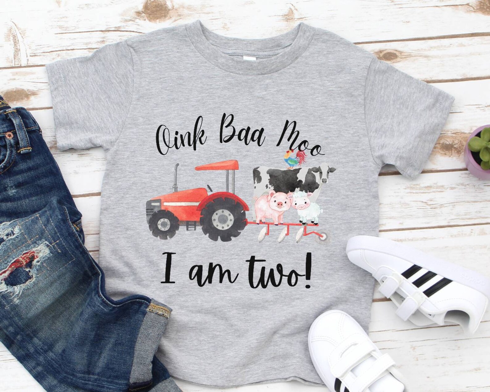 Oink Baa Moo I Am Two Shirt Farm Animal Birthday Shirt 2nd | Etsy