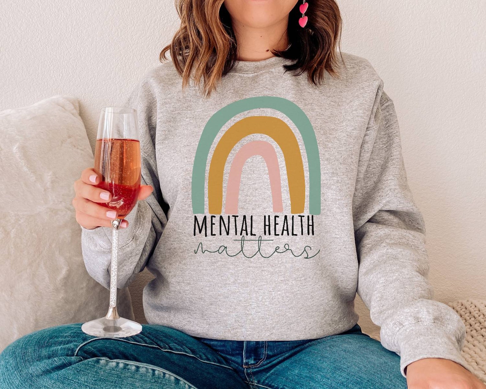 Mental Health Matters Sweatshirt Boho Rainbow Shirt Etsy