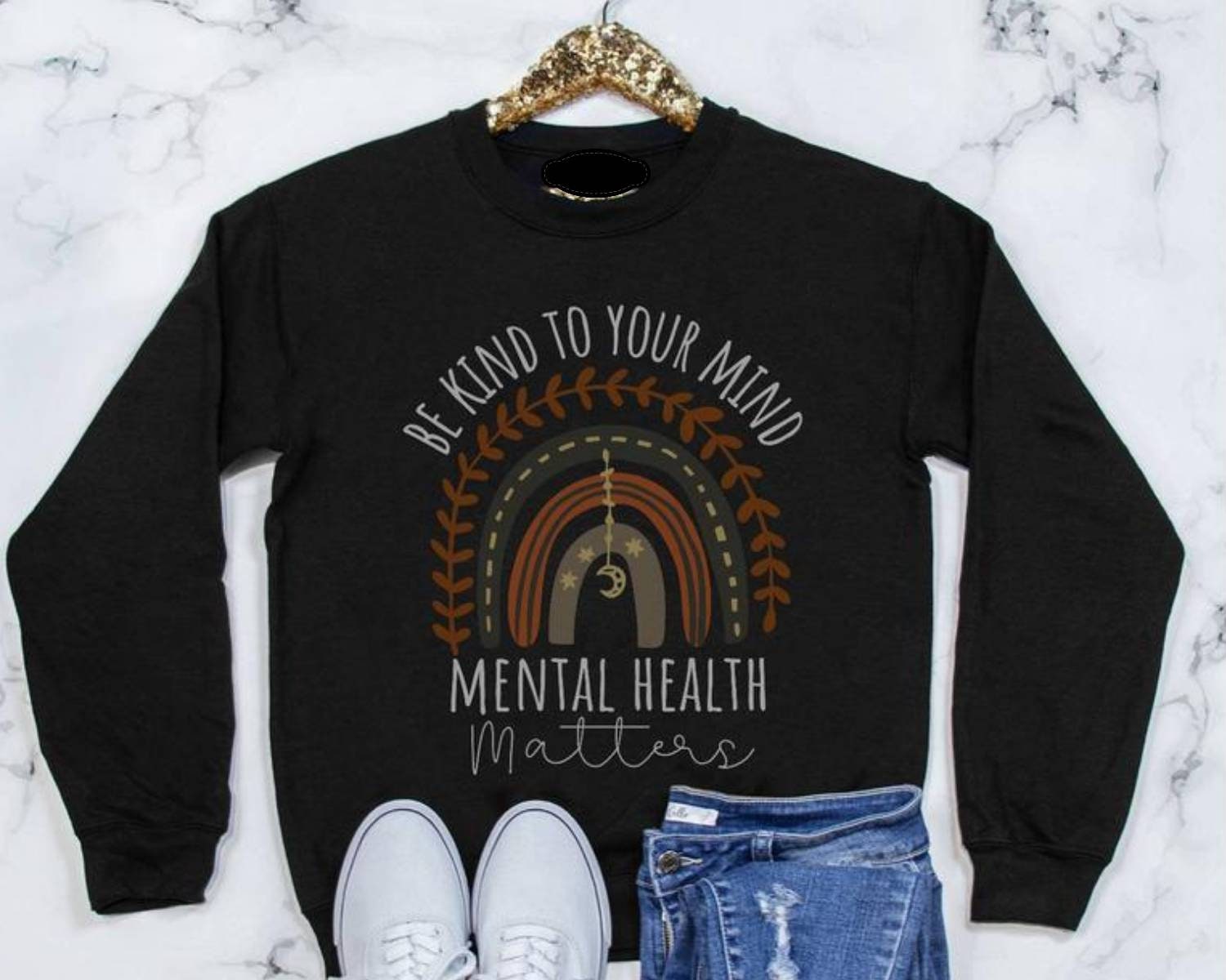 Mental Health Matters Sweatshirt Boho Rainbow Sweatshirt Etsy