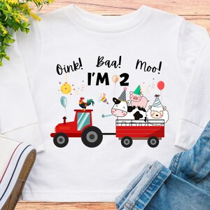 Oink Baa Moo I Am Two Shirt, Farm Animal Birthday Shirt, Boys Second ...