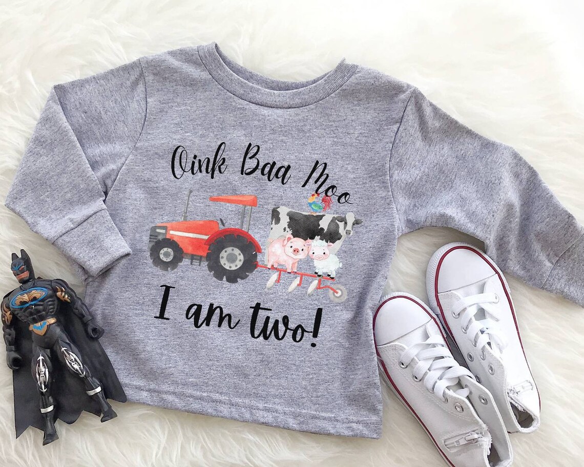 Oink Baa Moo I Am Two Shirt Farm Animal Birthday Shirt 2nd | Etsy