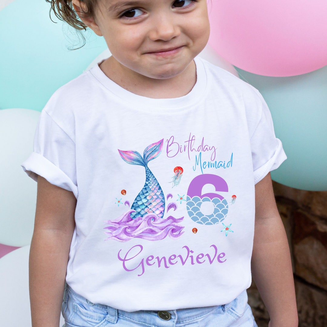 Personalized Mermaid Birthday Shirt for Girls, Mermaid Birthday Shirt 5 ...
