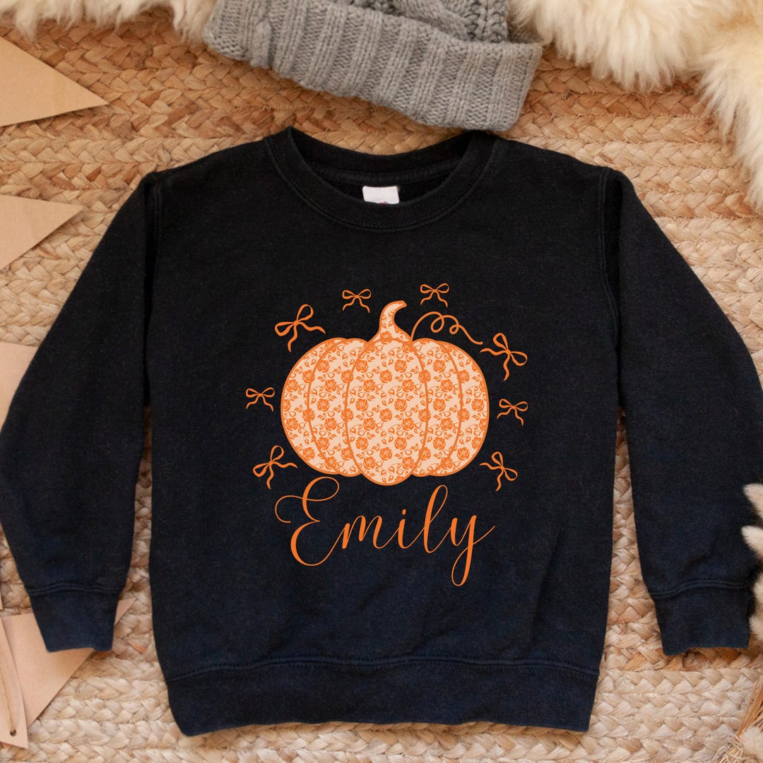 Personalized Fall Pumpkin Toddler Sweatshirt: Custom Name, Thanksgiving ...