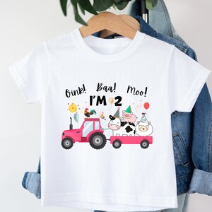 Oink Baa Moo I Am Two Pink Shirt, Farm Animal Birthday Shirt, Girls ...