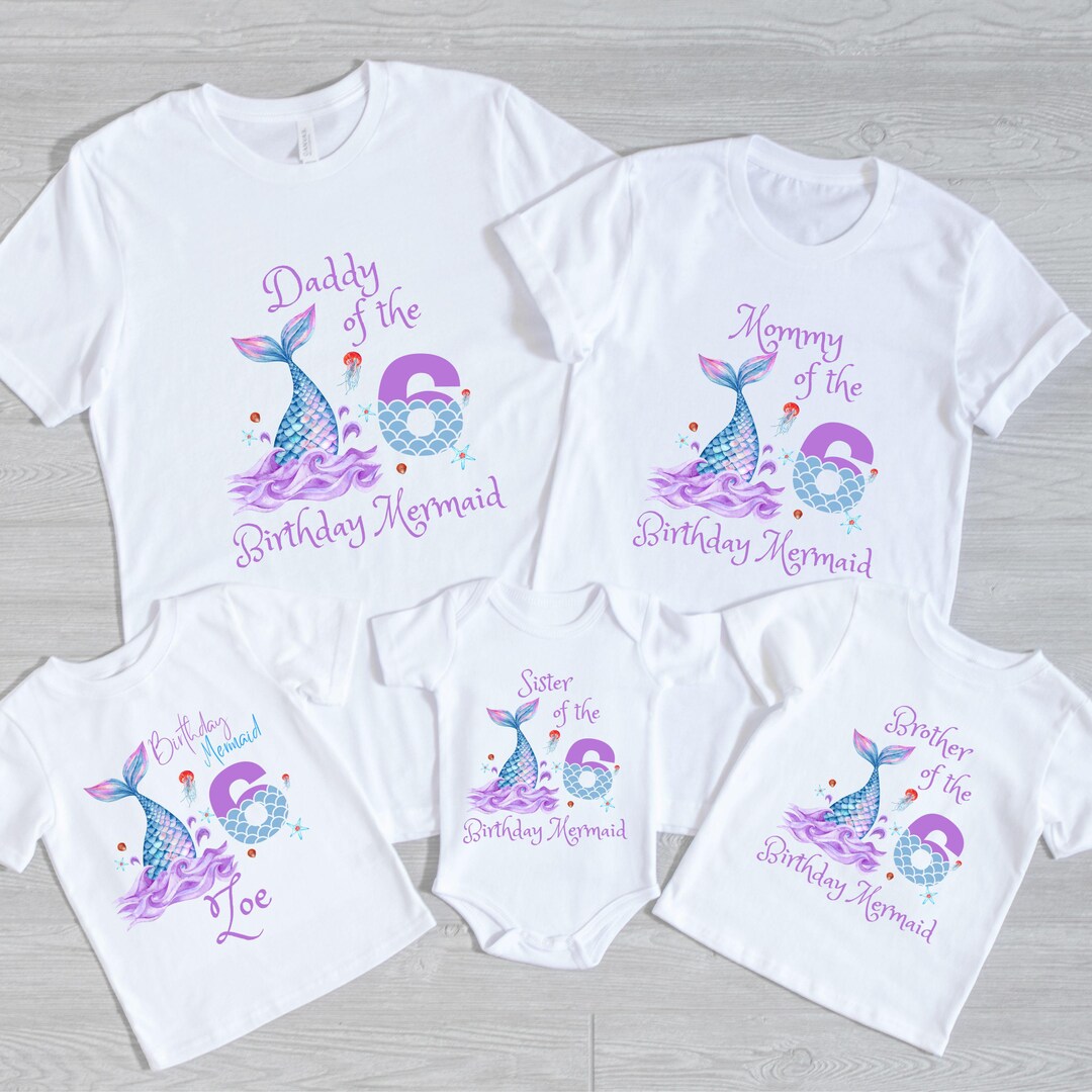 Mermaid Birthday Family Shirts, Matching Mom Dad Daughter Son - Etsy