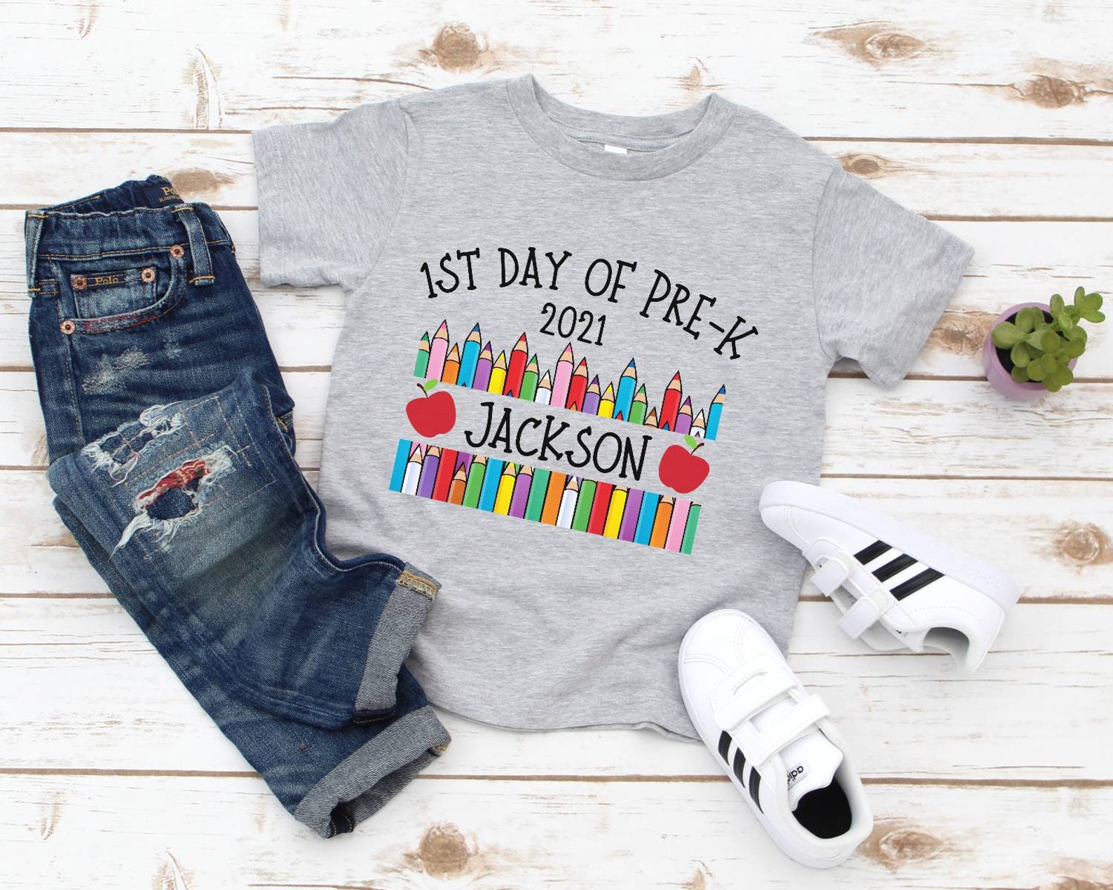 Personalized First Day of Pre K Shirt, Pre K First Day Shirt, Crayon ...
