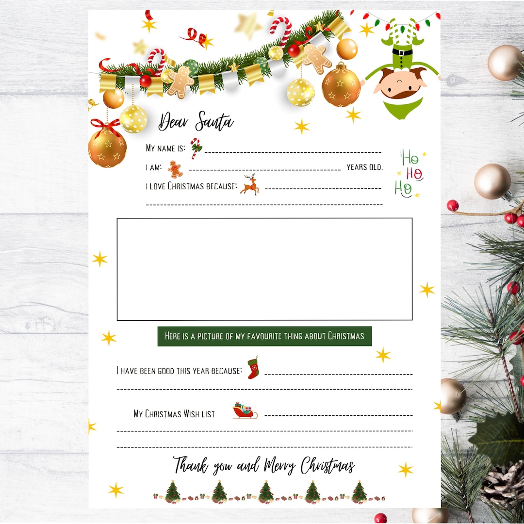 Letter to Santa Printable, Digital Letter to Santa, Children's Letter ...