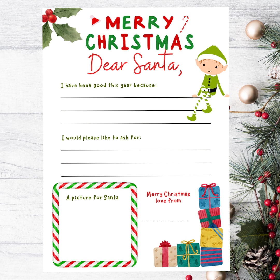 Letter to Santa Printable, Digital Letter to Santa, Children's Letter ...