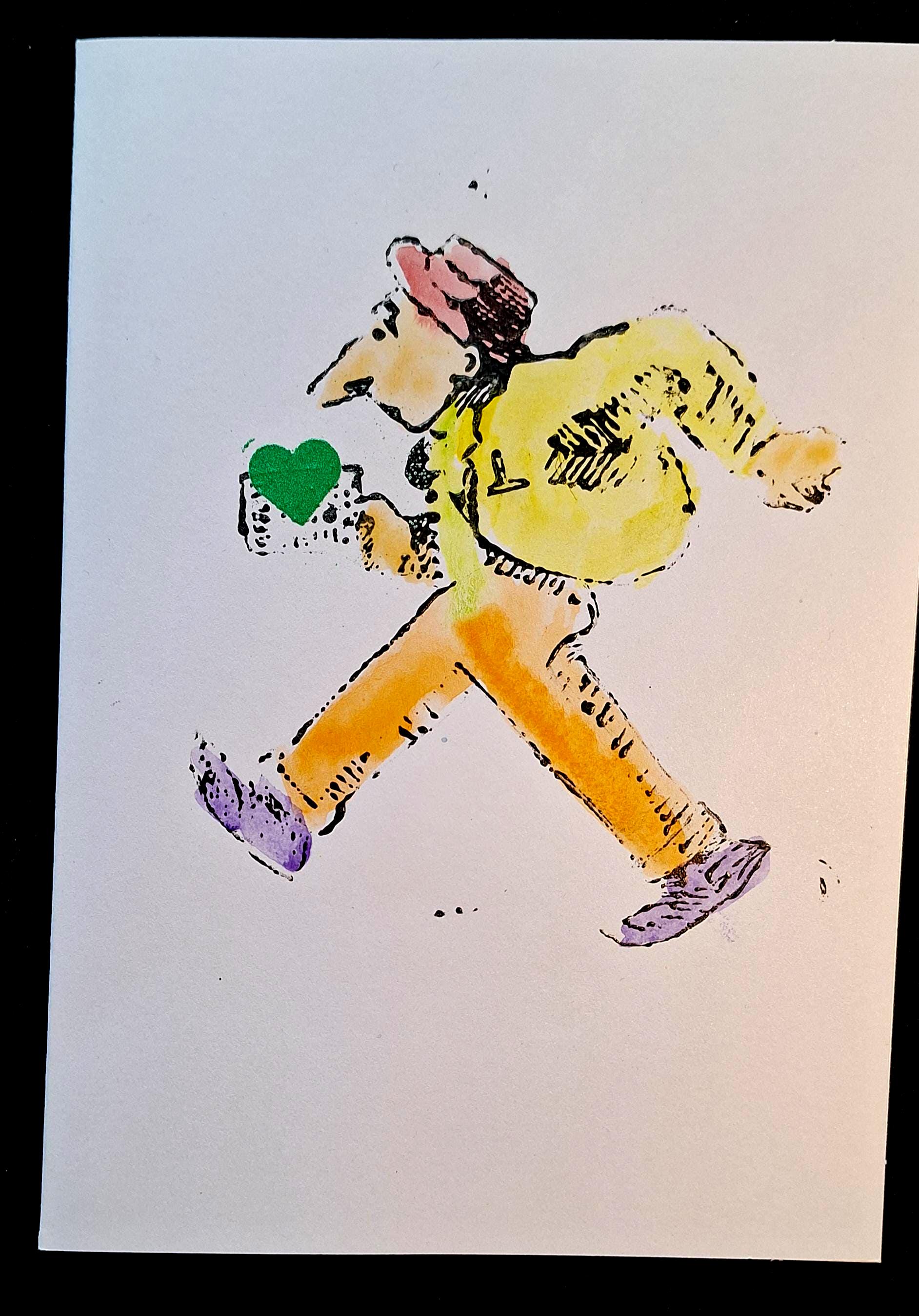Handmade Unusual Unique Hand Painted One-of-a-kind Quirky Greeting Card ...