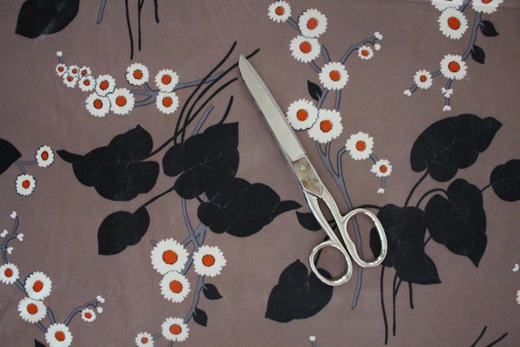 Vintage Floral Fabric Drapey Polyester in Shades of Brown | Etsy