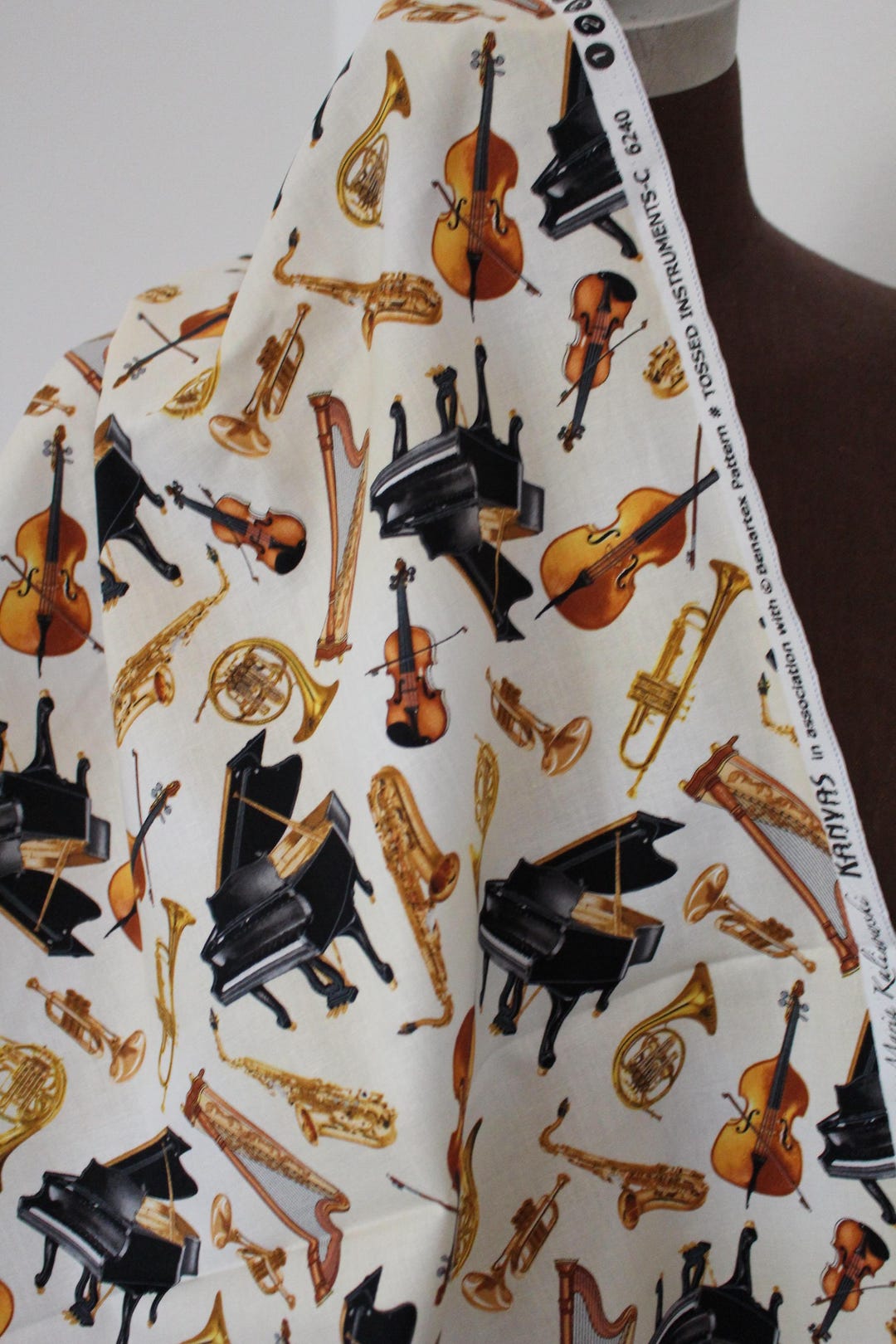 Concerto Novelty Tossed Instruments Fabric Benartex, One Yard Cut ...