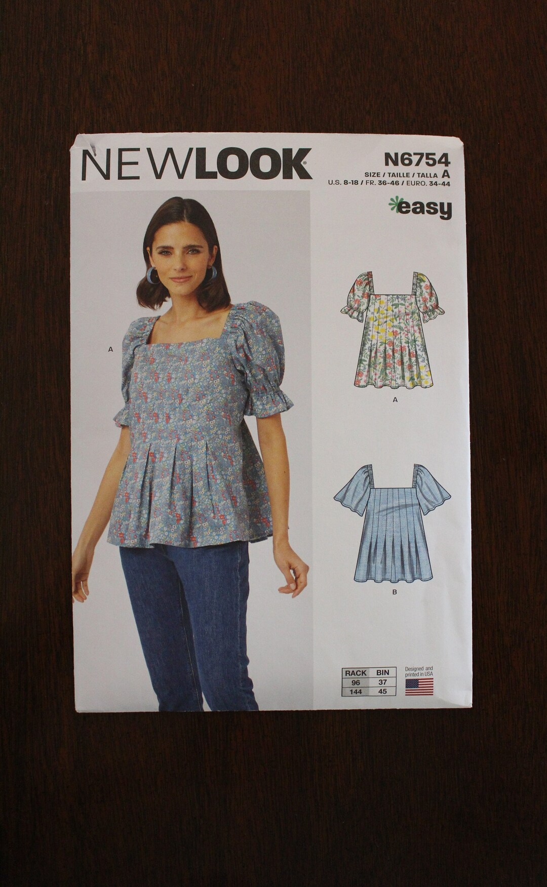 N6754 Tops W Square Neckline and Sleeve Variations in Six Sizes in One ...