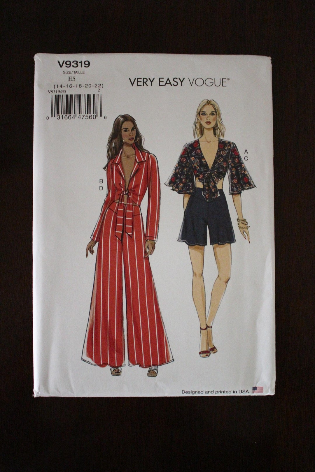 Vogue V9319 'very Easy' VOGUE, Misses' Tie Tops, Shorts, and Wide Leg ...