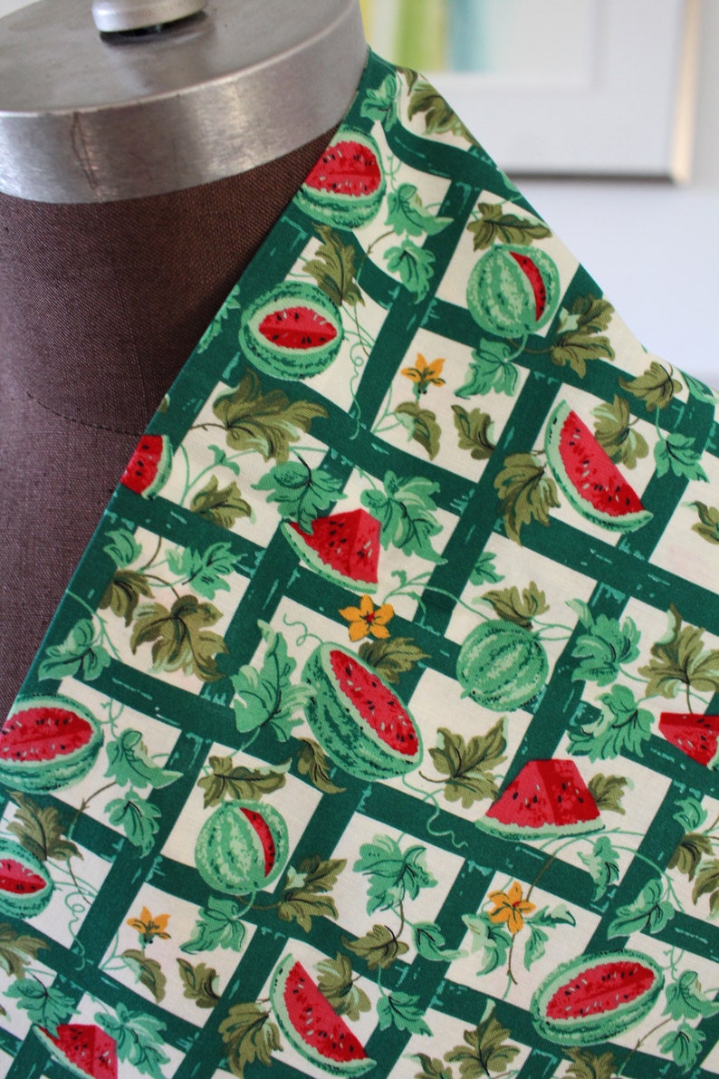 Vintage VIP Cranston Print Works Co. Green Trellising Red - Etsy