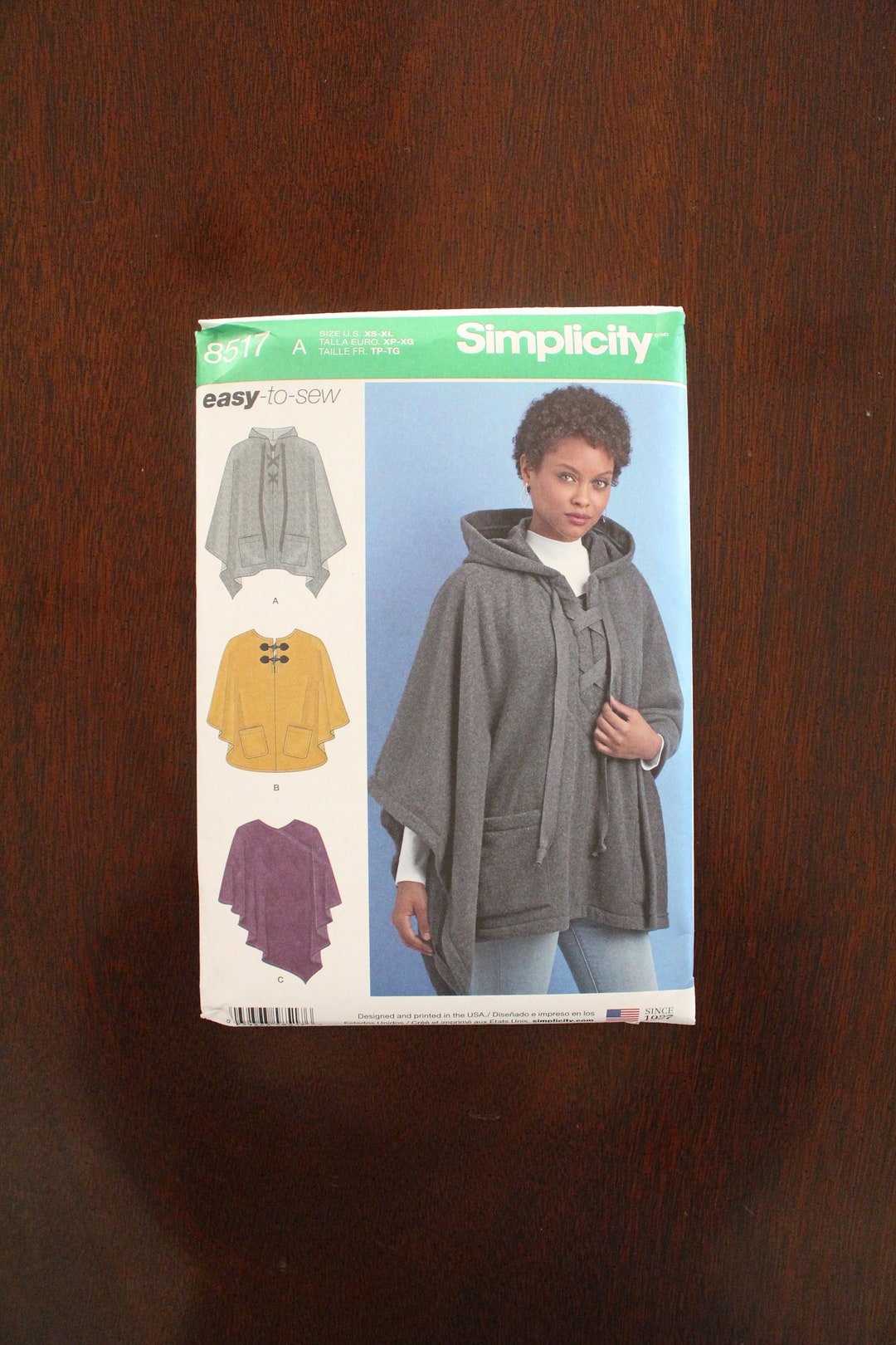 Easy Ponchos, S8517 Misses' Set of Three Poncho Styles, Simplicity, XS ...