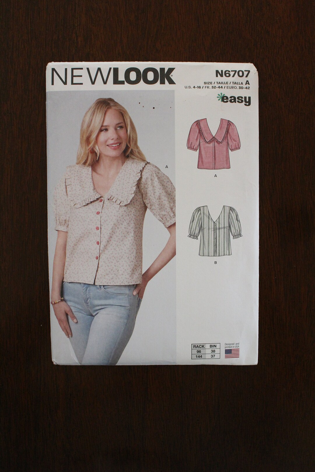 N6707 Tops W Neckline and Sleeve Variations, Seven Sizes in One, 4-6-8 ...